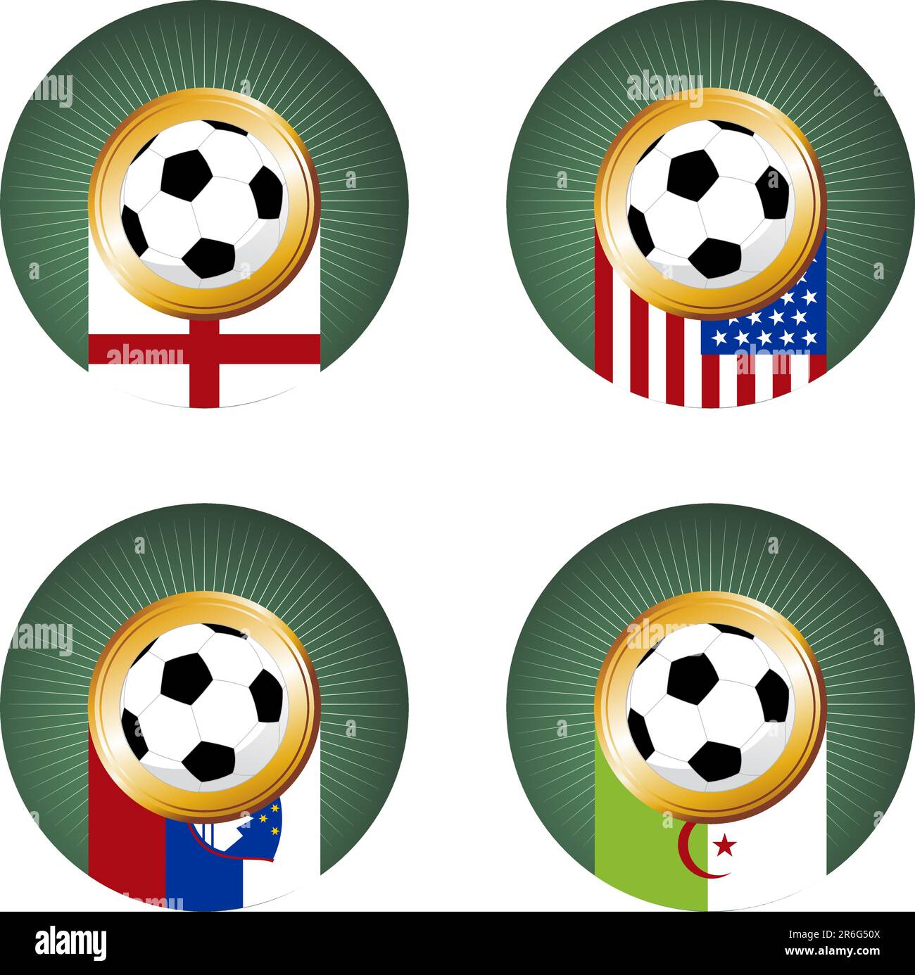 Composition with footballs in the flags of each country of the group C ...