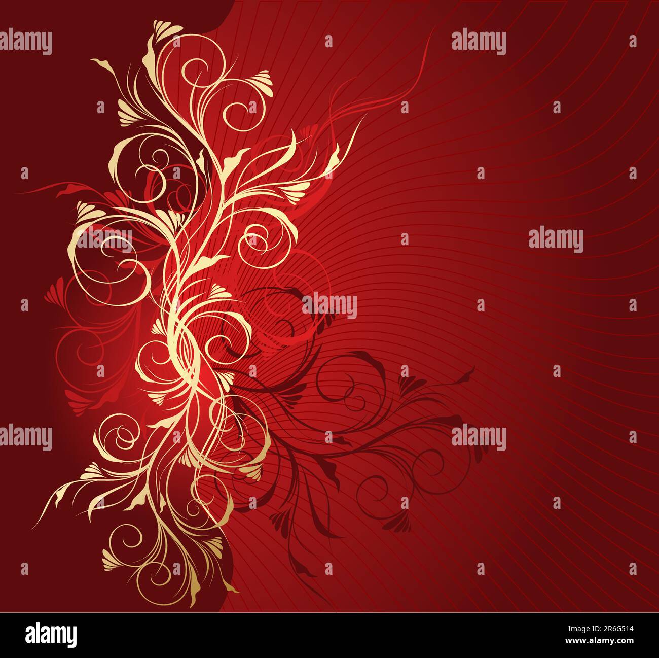 Vector red and gold floral background with pattern Stock Vector Image ...