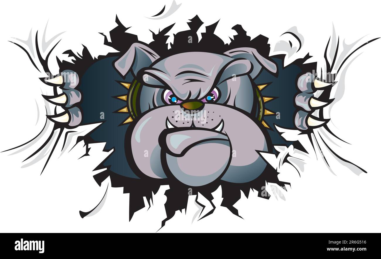 Vector illustration of a bulldog ripping a wall Stock Vector Image ...