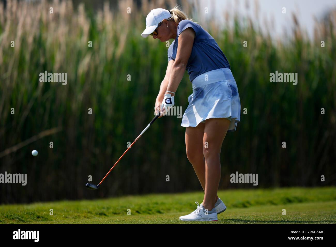 Anna Nordqvist, of Sweden, tees off on the 15th hole during the first ...