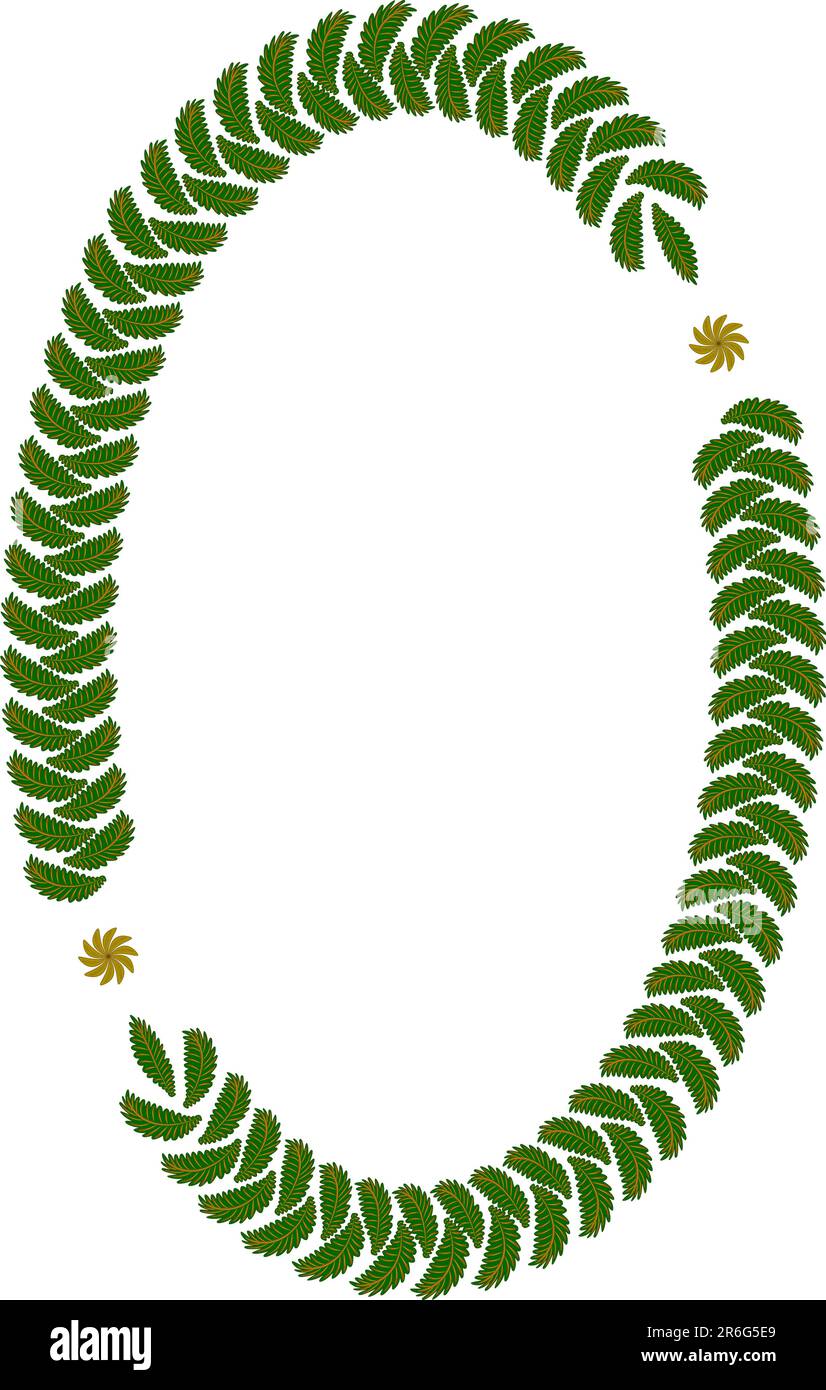 Oval frame made of leaves on white background. AI 8 compatible eps file ...