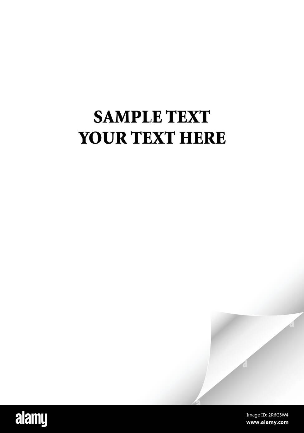 White paper with realistic page curl. Copy space for image or text ...