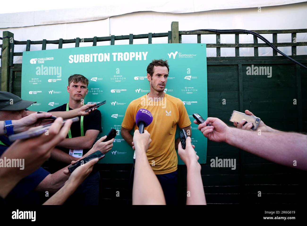 Andy Murray is interviewed following his quarter final match against ...