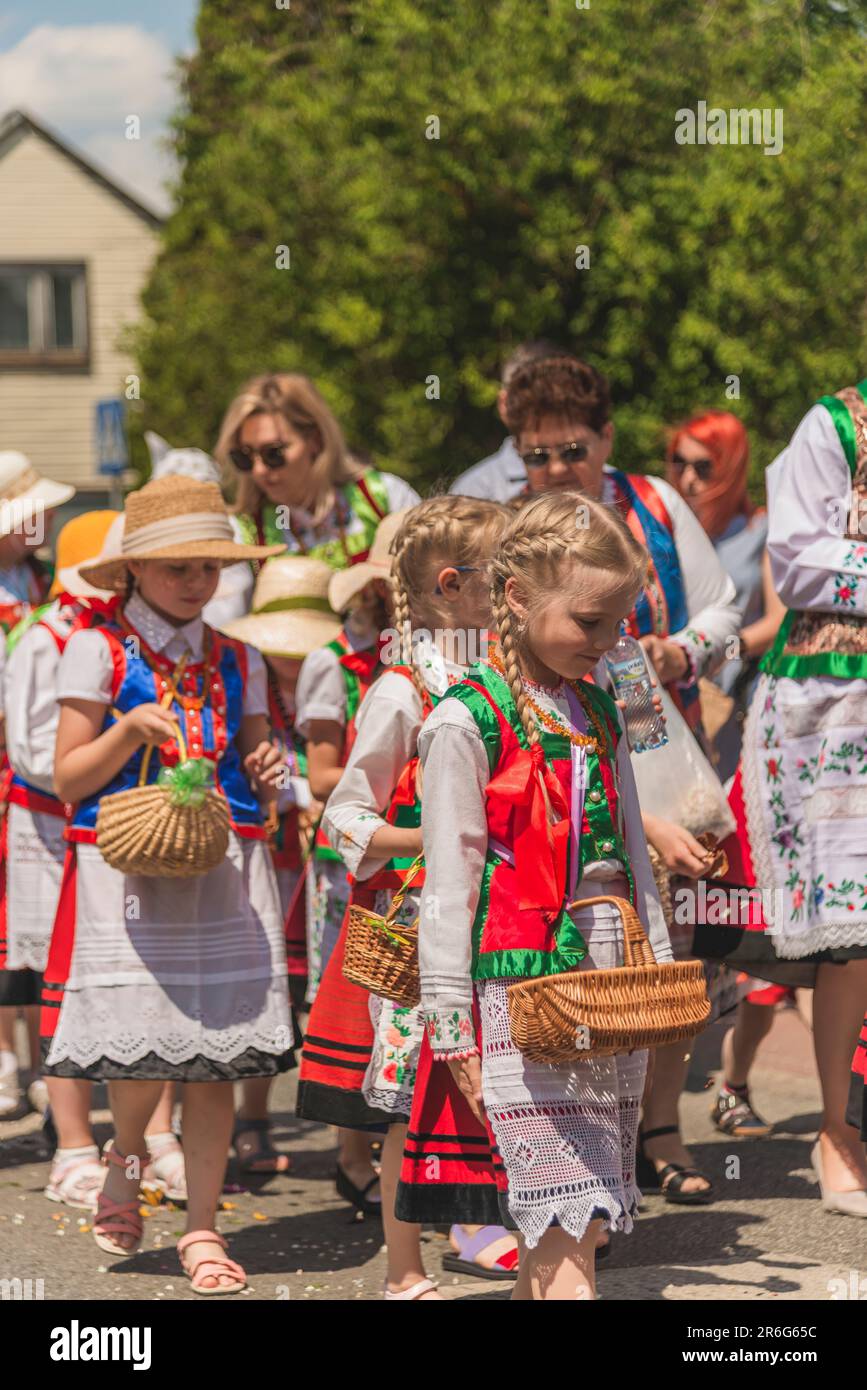 Myszyniec, Poland - June 09 2023 - People taking part in a solemn ...