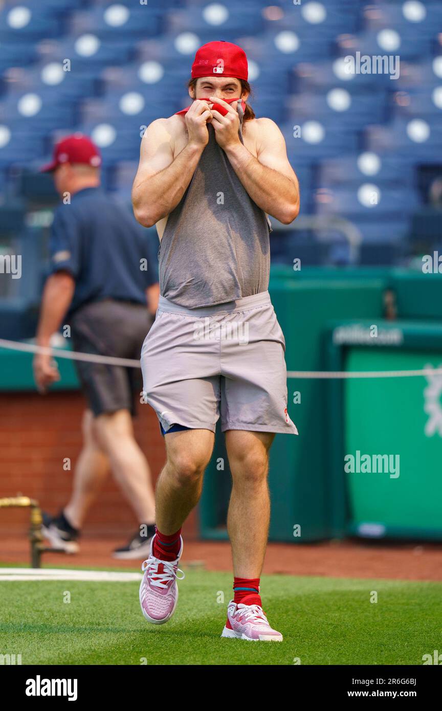 Philadelphia Phillies' Brandon Marsh looks on prior to the baseball ...