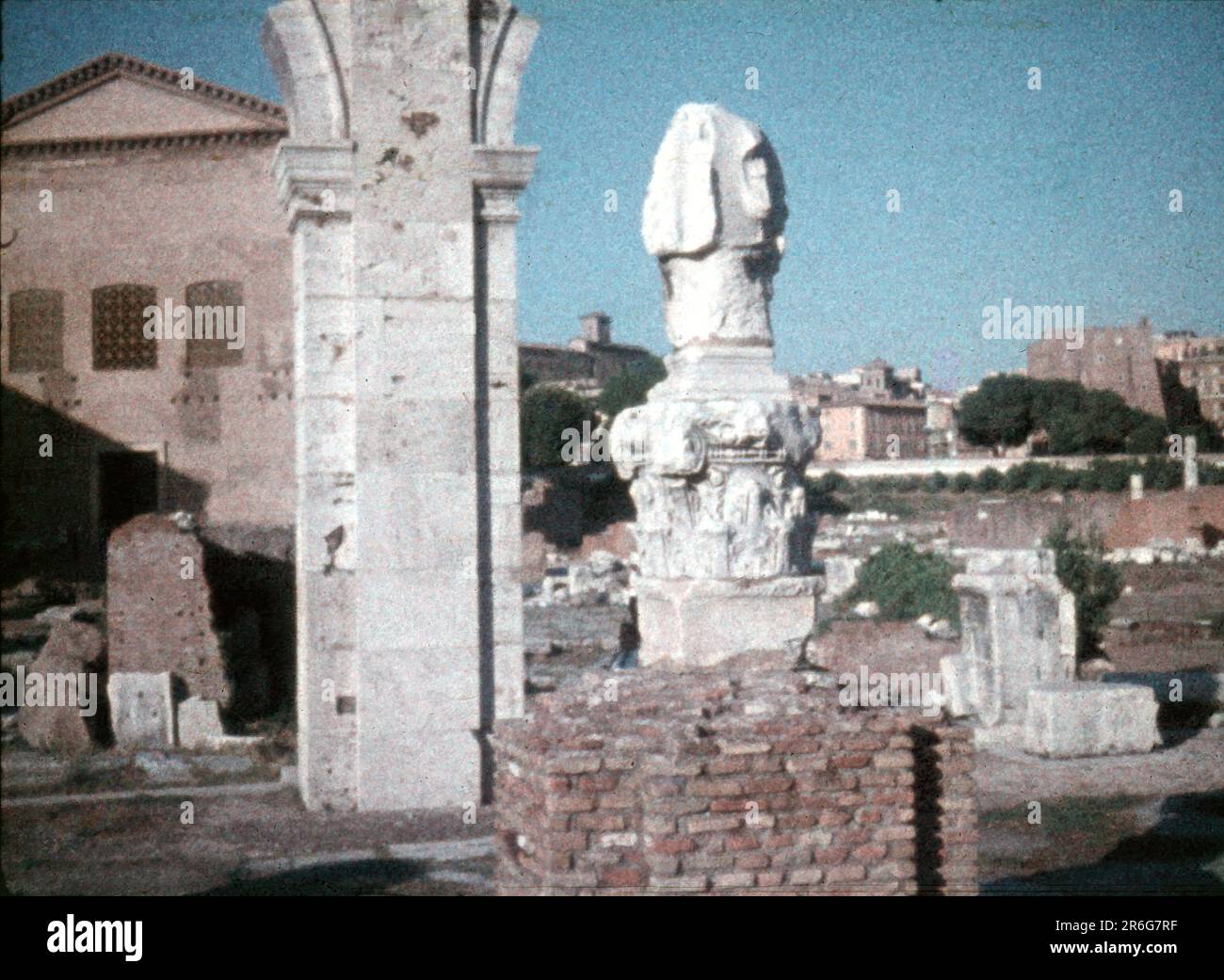 1950s- views of the Roman Forum ruins, broken statues, columns, vintage Minox 8 mm slide film ...
