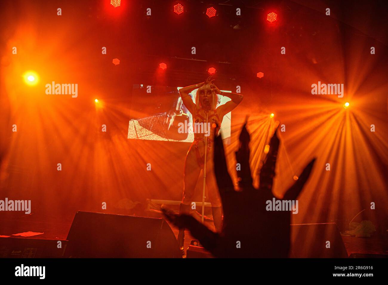 Aranea Peel of Grausame Töchter band performs on stage during the Wave ...