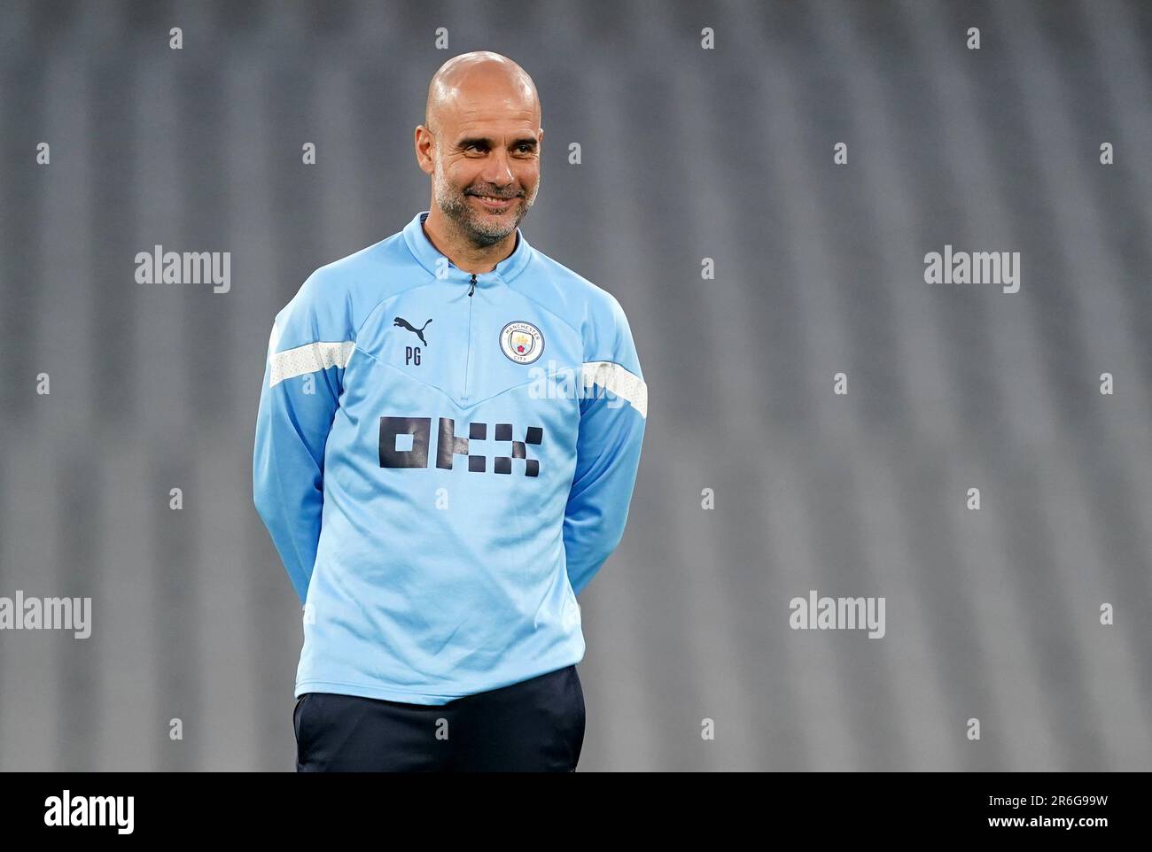 Manchester City manager Pep Guardiola during a training session at the ...