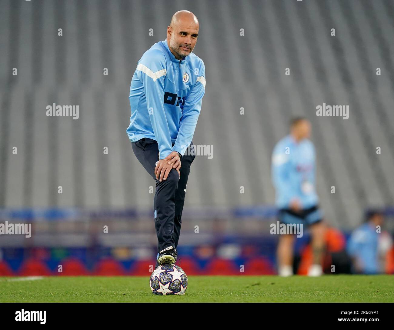 Manchester City manager Pep Guardiola during a training session at the ...