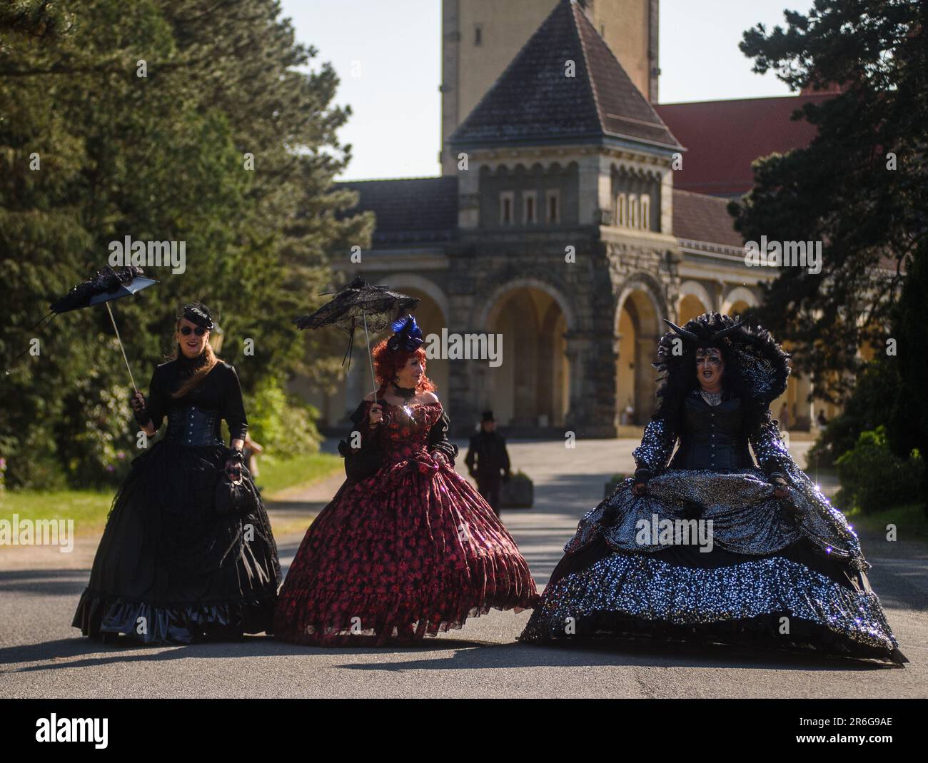 Leipzig, Germany. 28th May, 2023. Visitors of Wave-Gotik-Treffen ...
