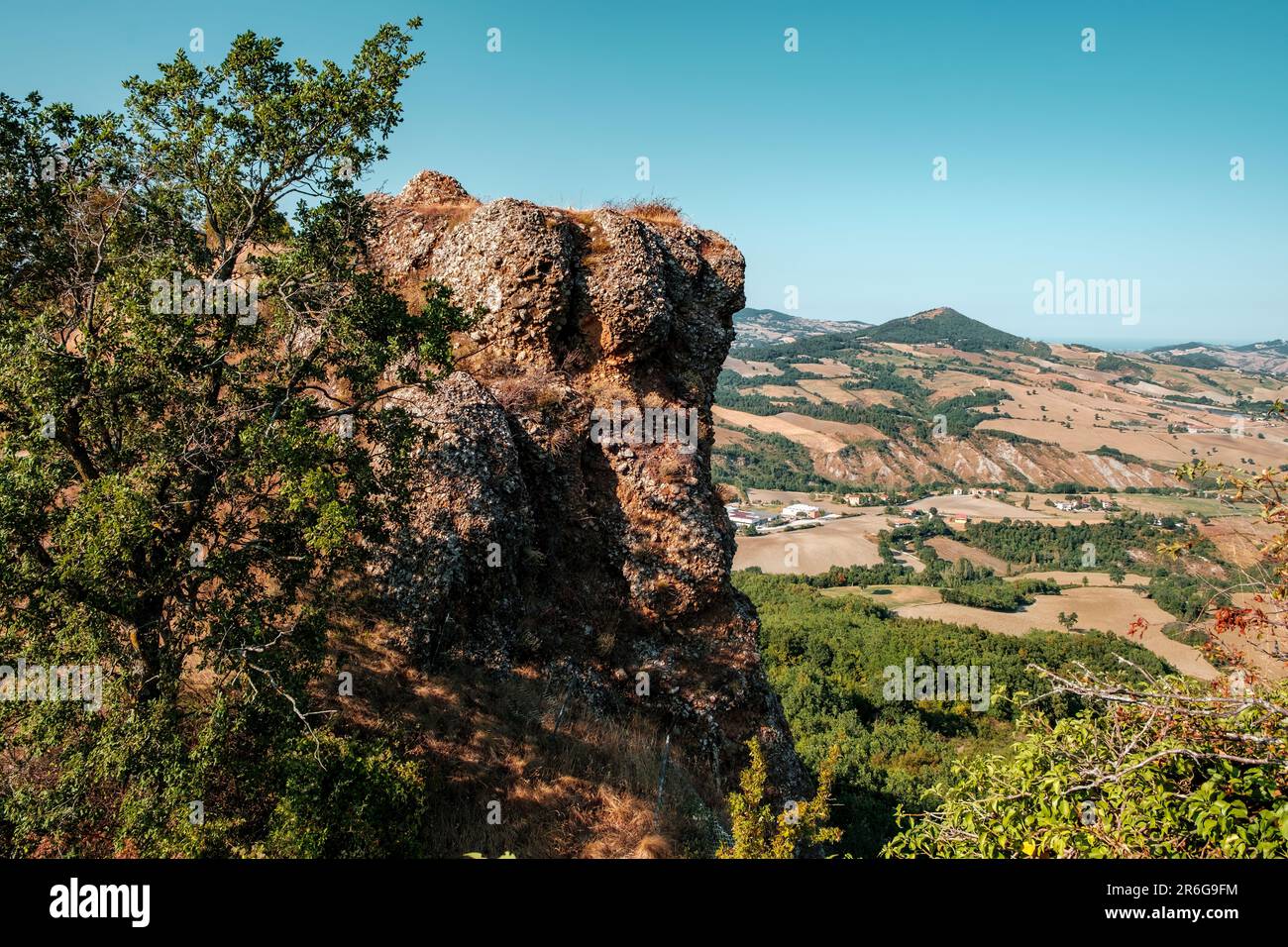 View of the Apennines mountains in the Marche region in Central Italy ...