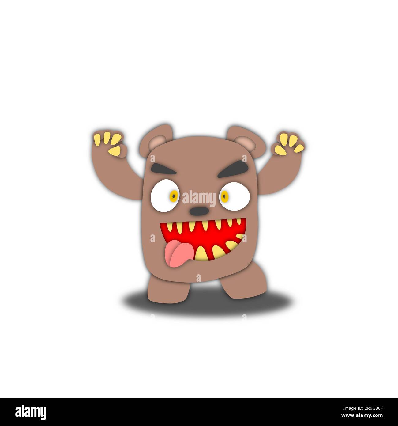 Bear monster cartoon. paper art style illustration Stock Photo - Alamy