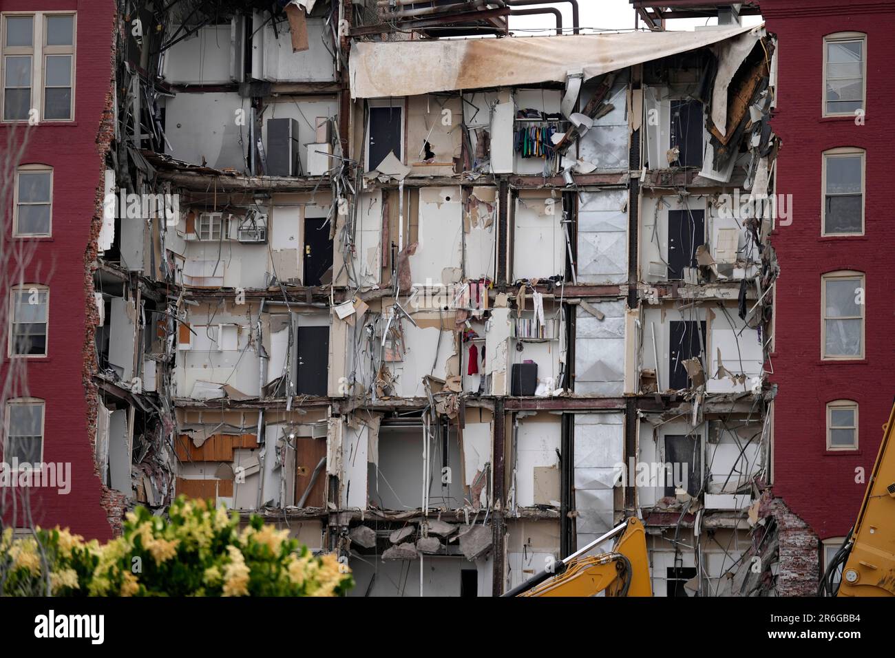 Seen is the damage from a collapsed apartment building, Monday, June 5 ...
