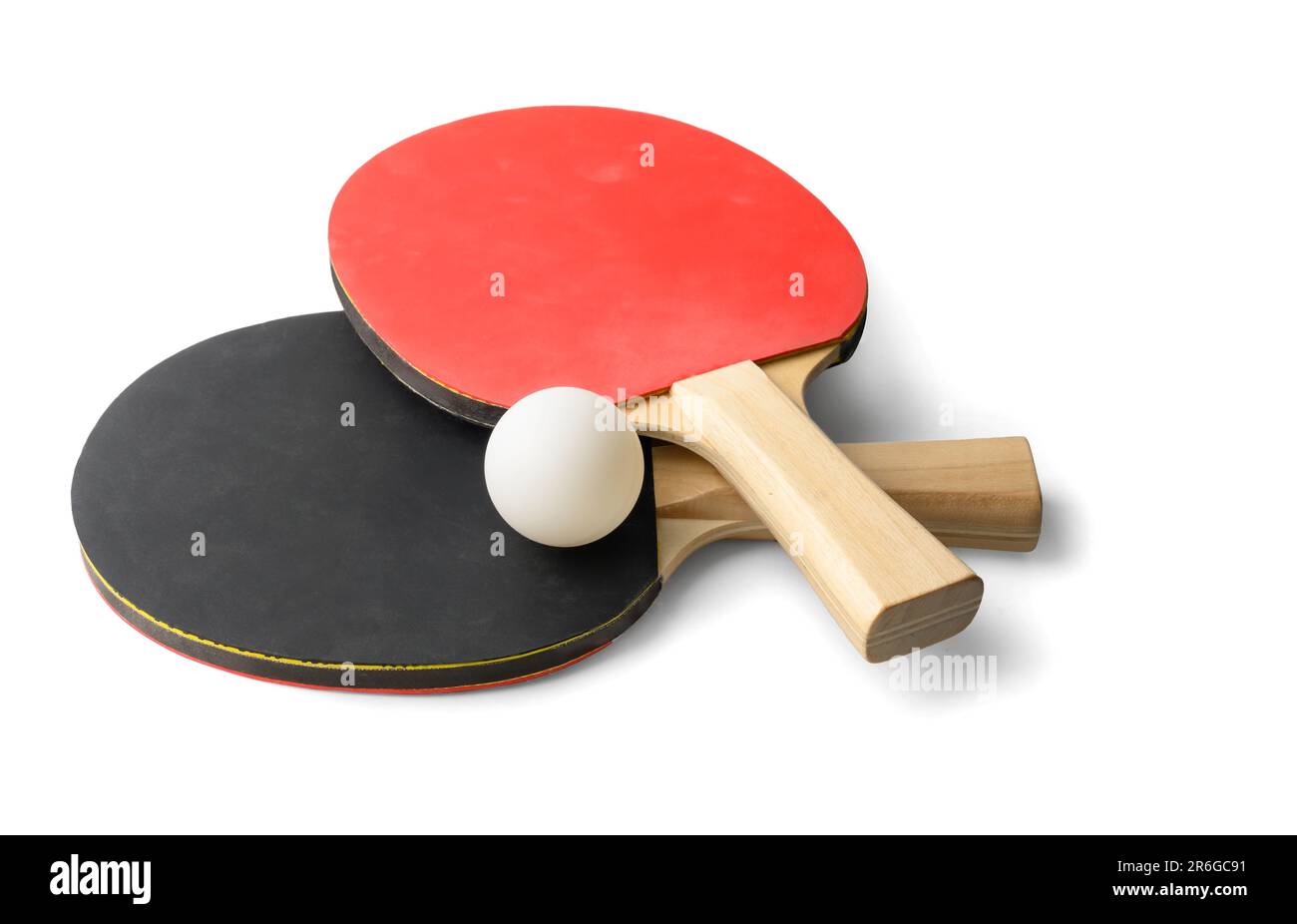 Pair of table tennis paddle and ball isolated on a white background ...