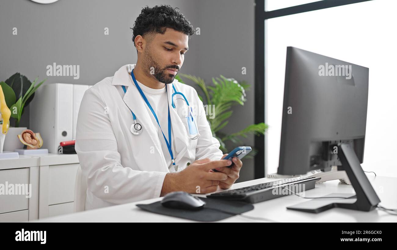 African american man doctor typing hi-res stock photography and images ...