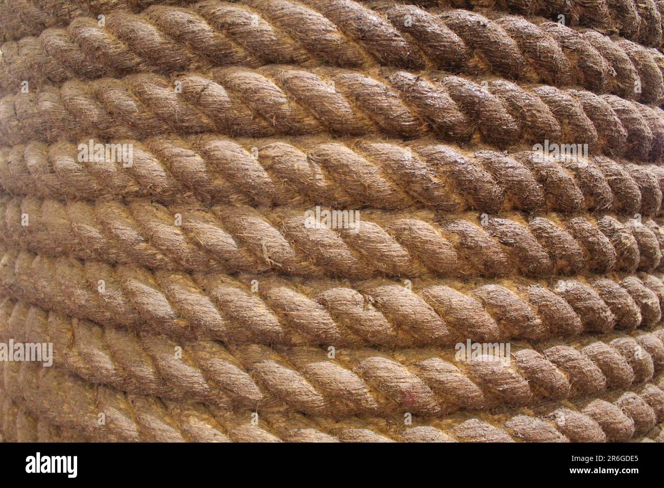 Hemp rope wrapped around the pole Suitable for use as a background ...