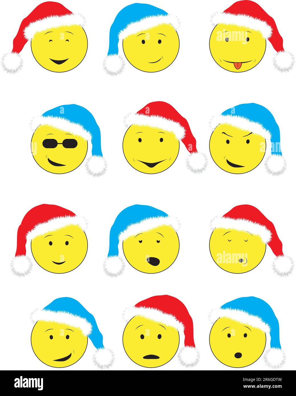 Christmas cartoon emotions smiley isolated on the white background ...
