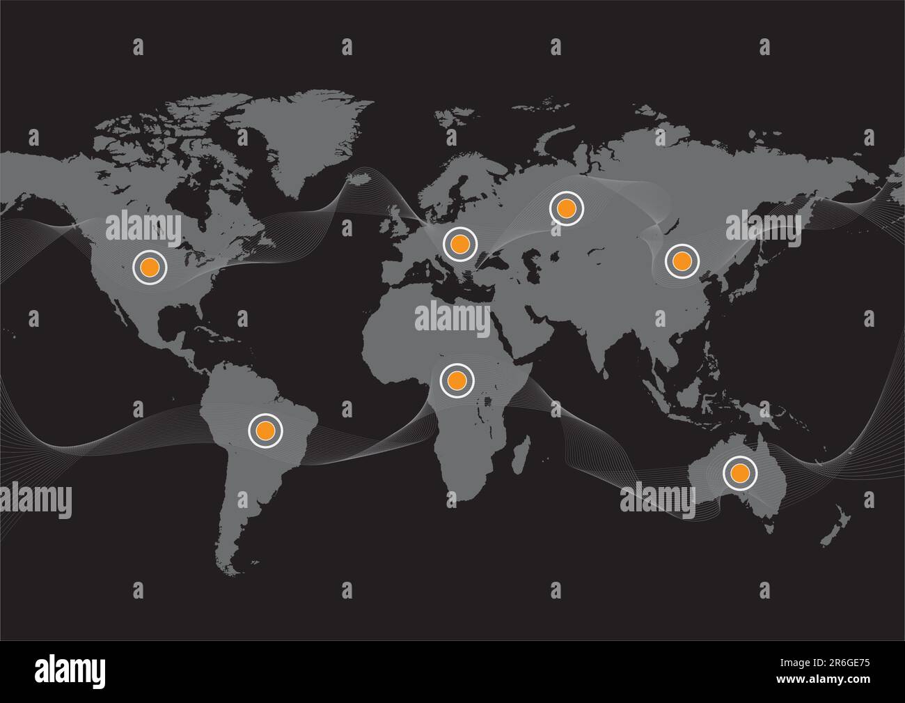 Abstract world map with continent points on the black background Stock ...
