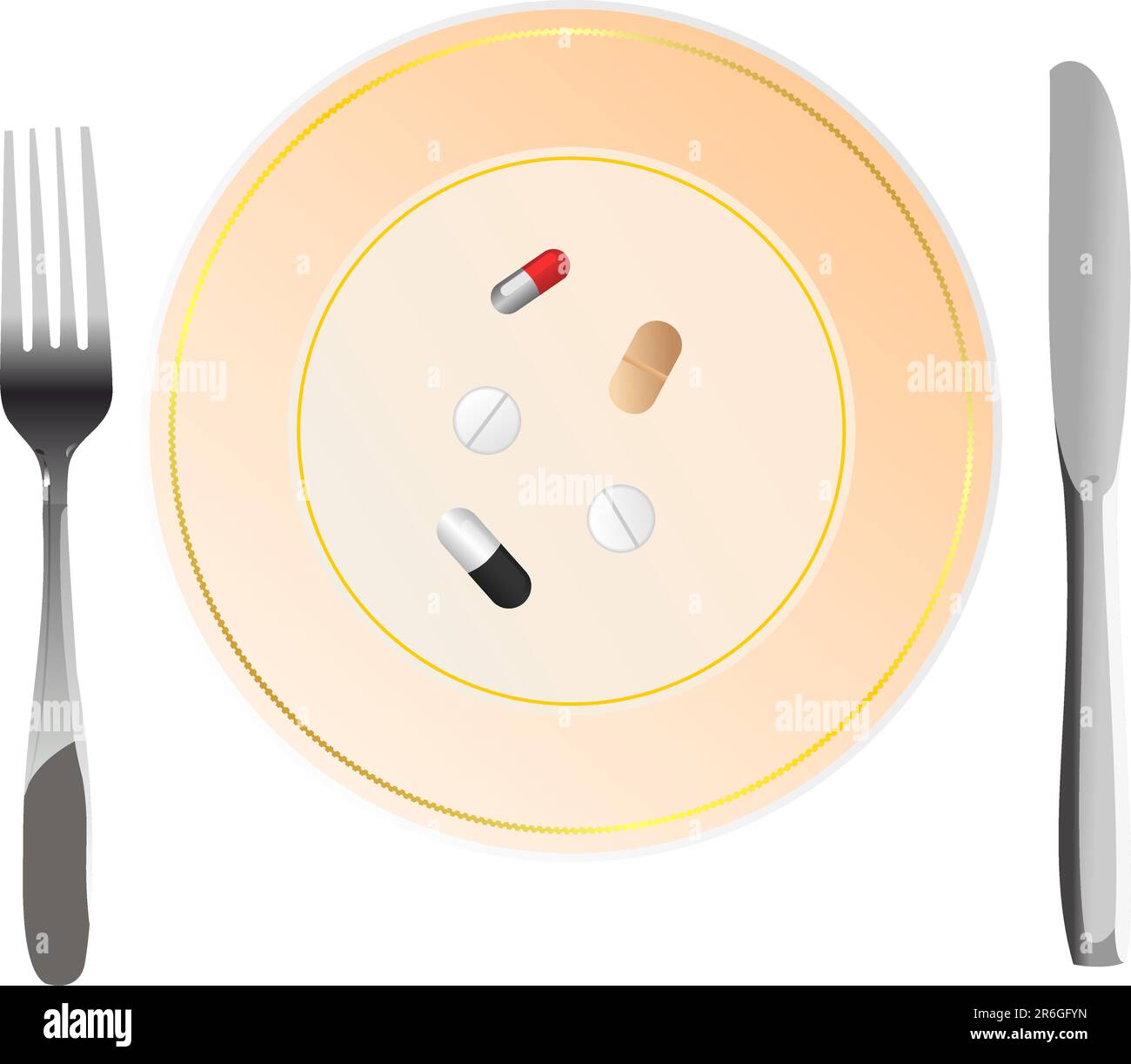 Vector illustration of nutritional care represented by a few pills ...