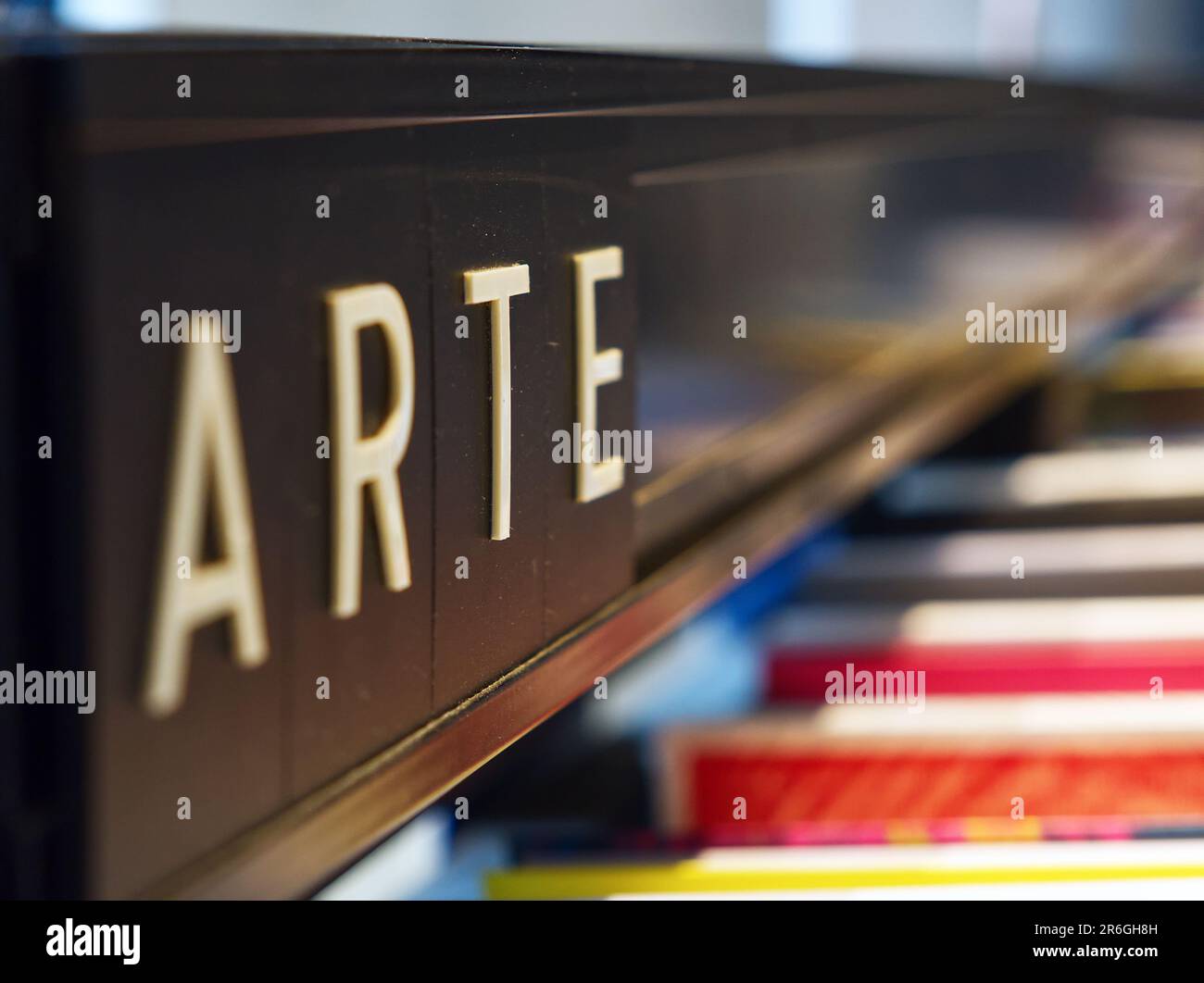 Modern library bookshelves close-up, Milan, Italy Stock Photo - Alamy