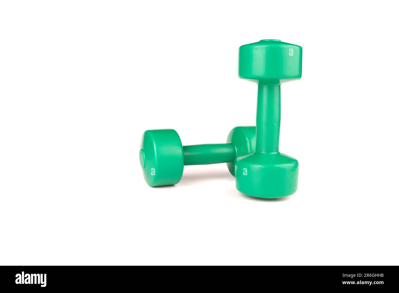 Dumbbells green isolate, fitness, sport, exercise Stock Photo - Alamy