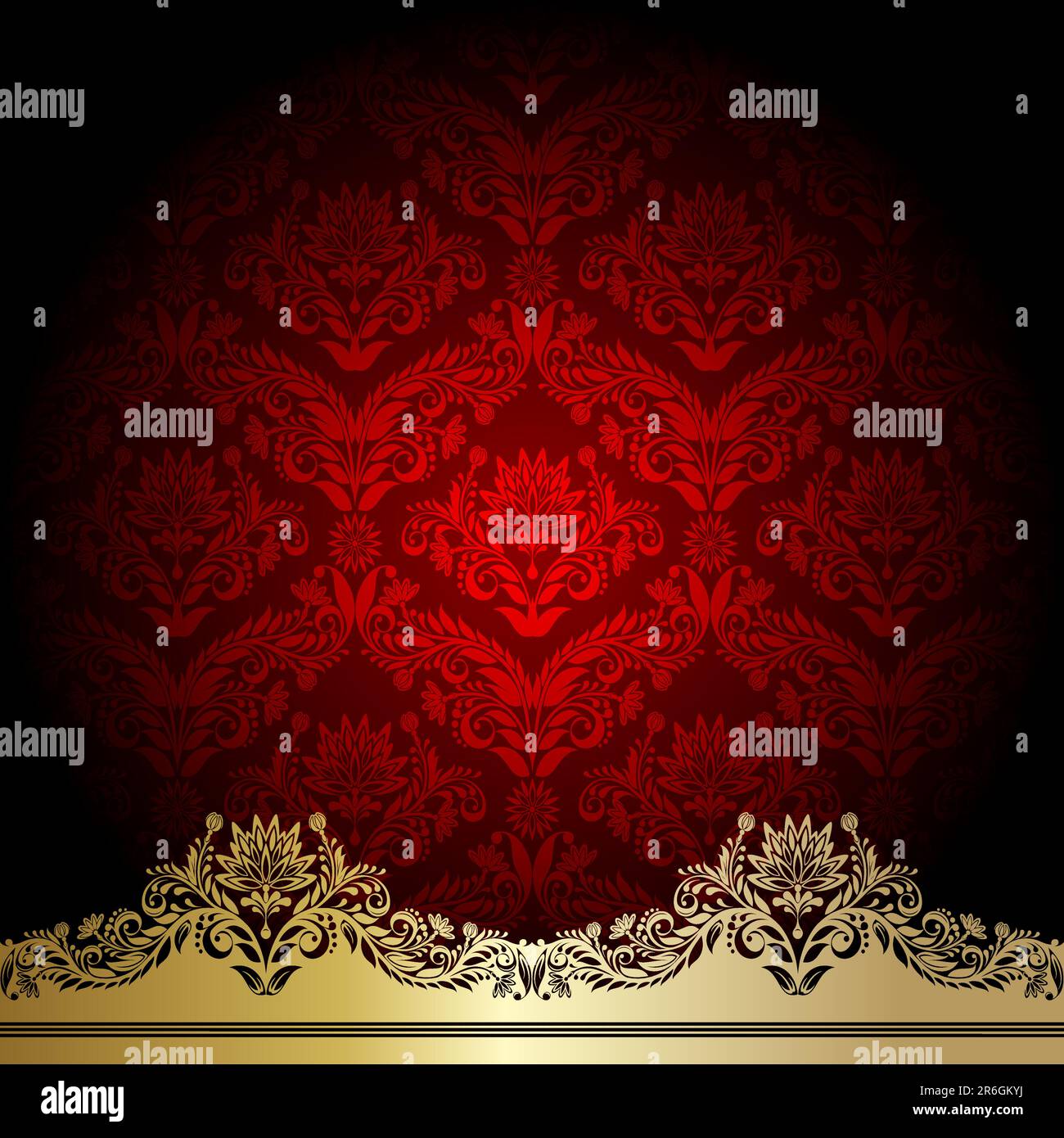 Red background with gold flowers and leaves Stock Vector Image & Art ...