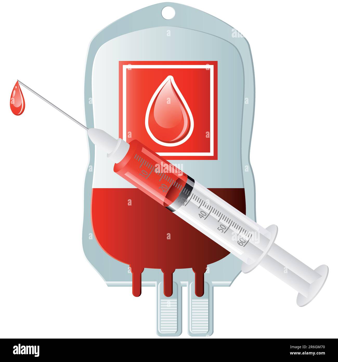 blood donation with syringe - vector illustration Stock Vector Image ...