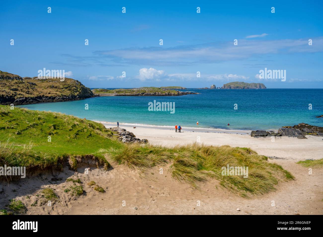 The beach at Bostadh on Great Bernera of The Isle of Lewis in the outer ...