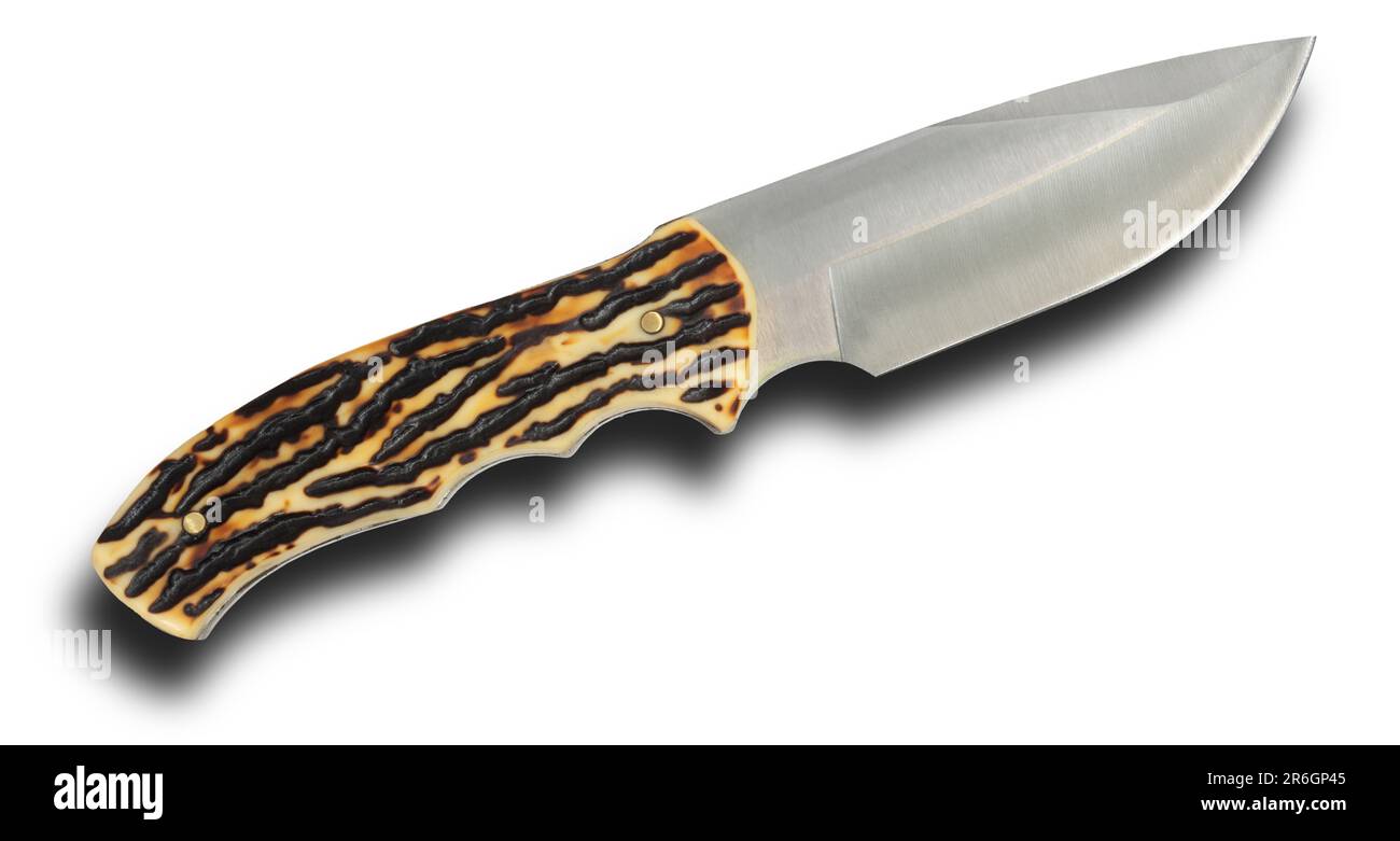 Shiny knife with fake stag handle for the outdoors and survival with ...