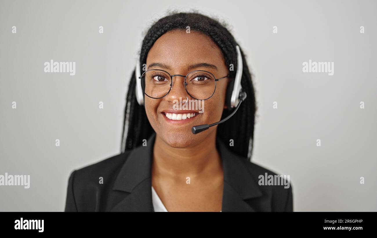African american woman call center agent smiling confident speaking ...