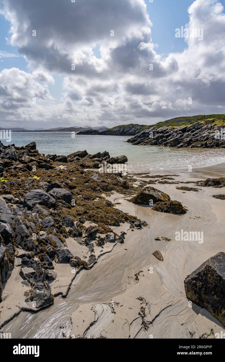 The beach at Tobson on Great Bernera of The Isle of Lewis in the outer ...