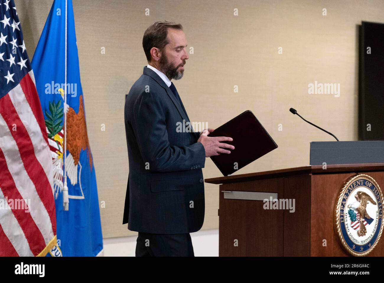 Special counsel Jack Smith arrives to speak to reporters Friday, June 9 ...