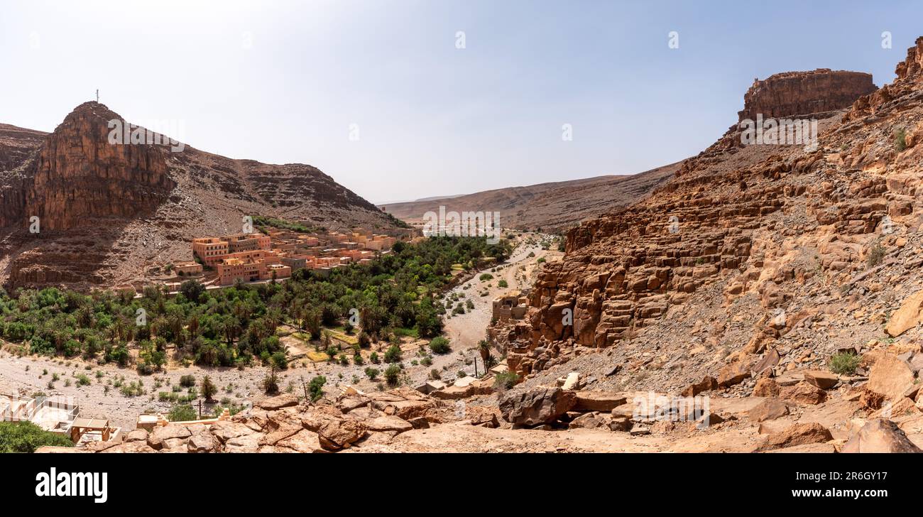 Panoramic view of famous Amtoudi gorge in the Anti-Atlas mountains ...