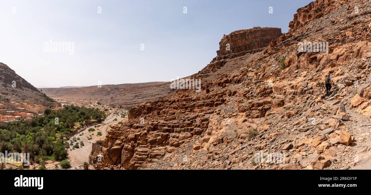 Panoramic view of famous Amtoudi gorge in the Anti-Atlas mountains ...