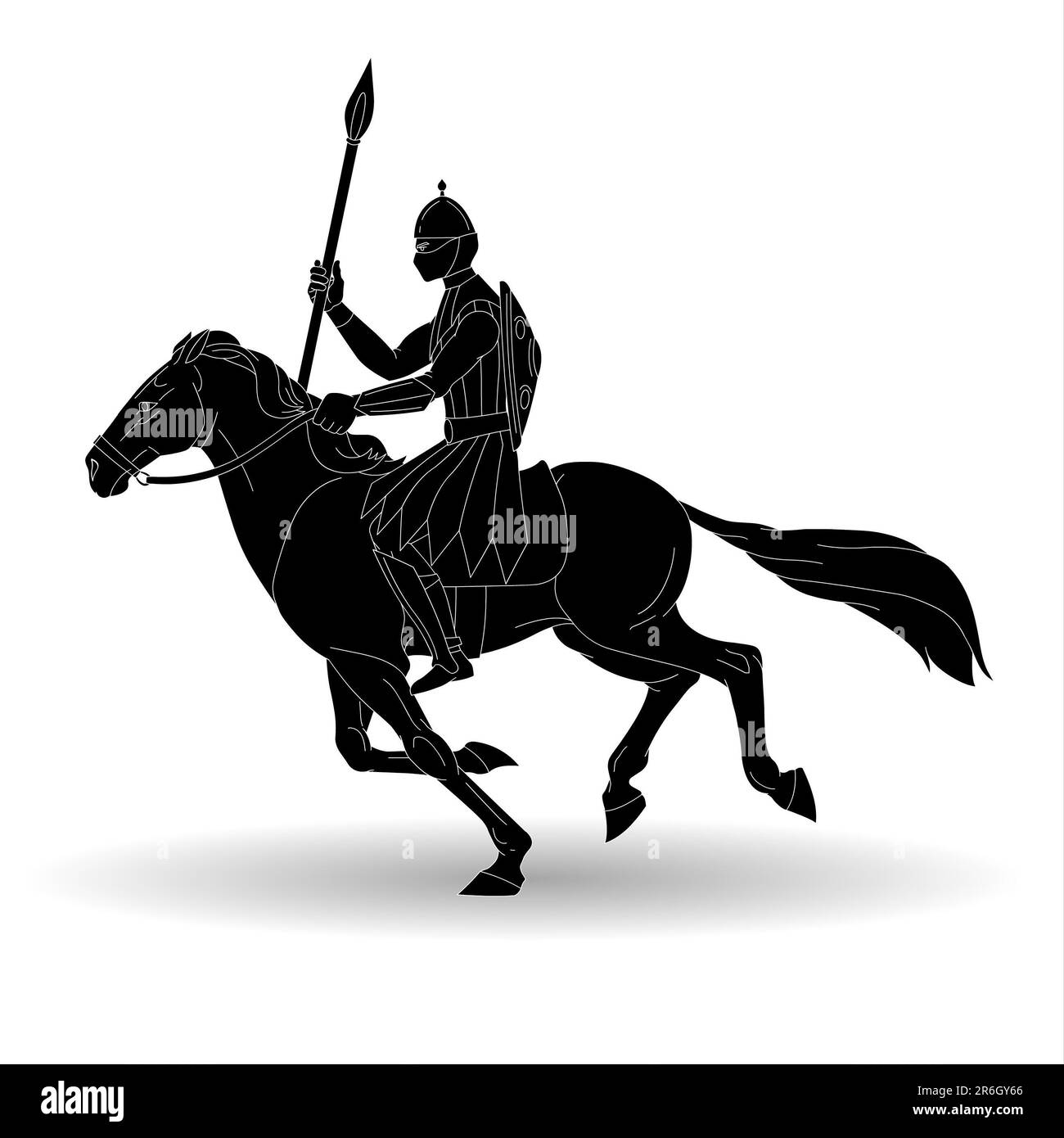 Knight on horse sword Black and White Stock Photos & Images - Alamy