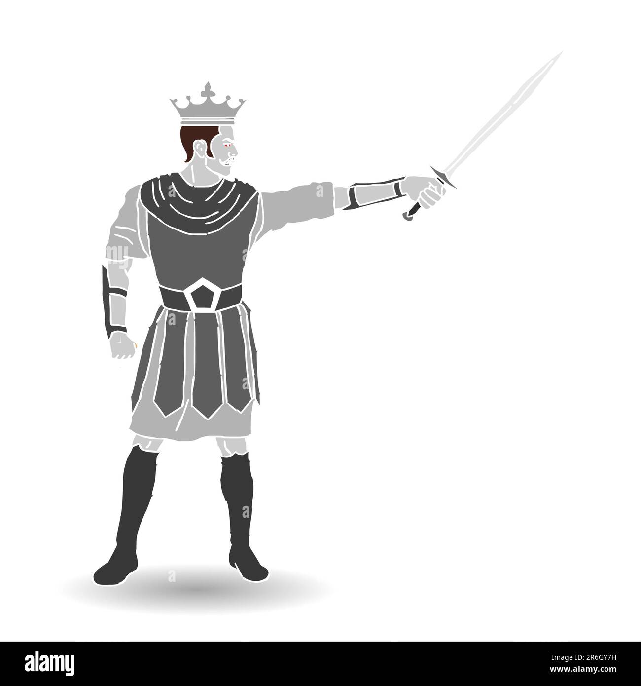 Medieval knight in armor with sword and crown Stock Photo - Alamy