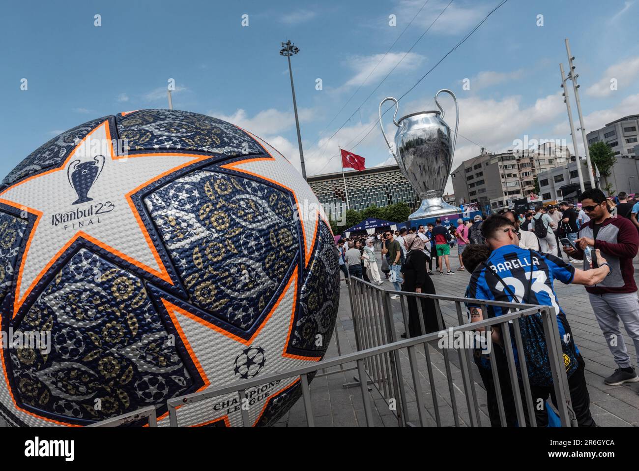 Istanbul, Turkey. 09th June, 2023. Soccer fans gather at Taksim Square, the day before the ...
