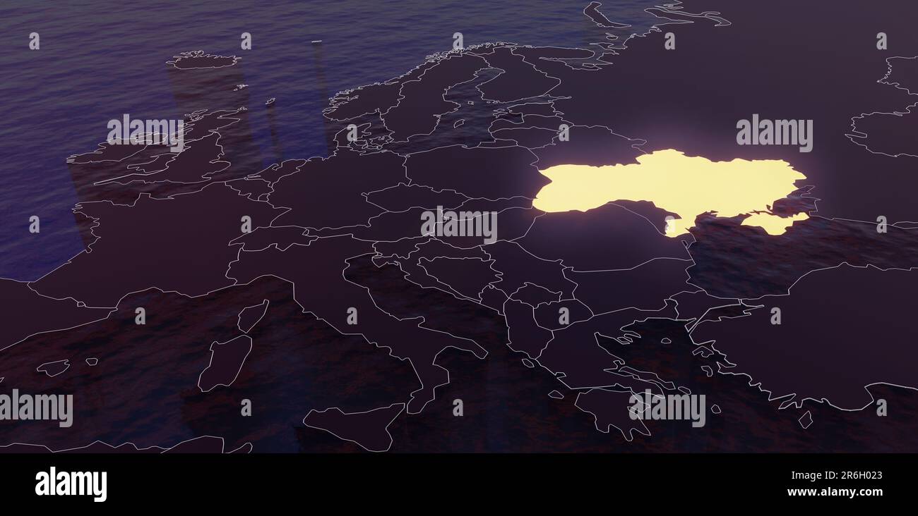 Ukraine-Russia Crisis. 3D Rendering illustration concept design of a ...