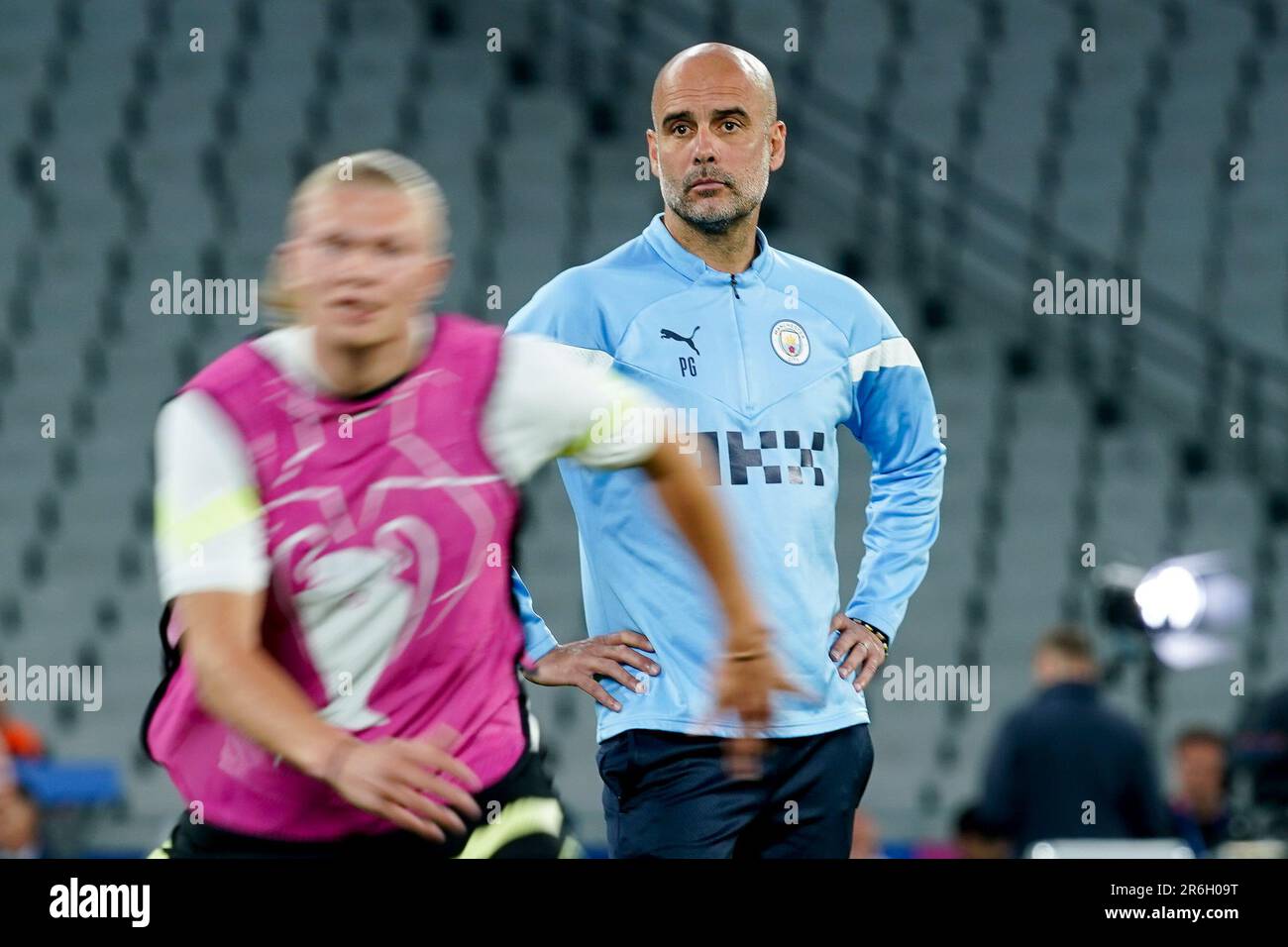 Istanbul, Turkey. 09th June, 2023. Pep Guardiola manager of Manchester City during training ...