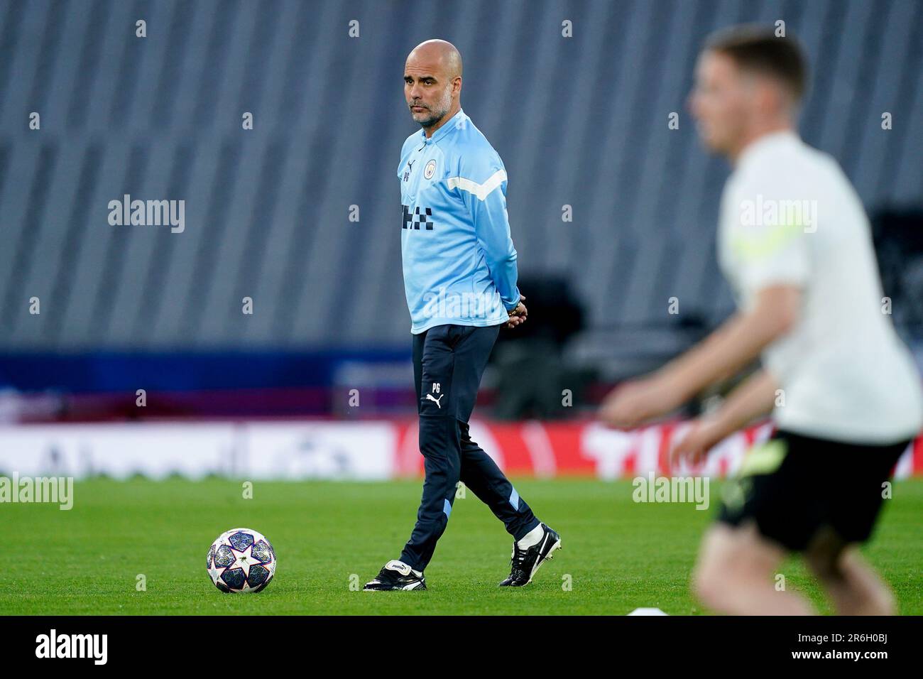 Istanbul, Turkey. 09th June, 2023. Pep Guardiola manager of Manchester City looks on during ...