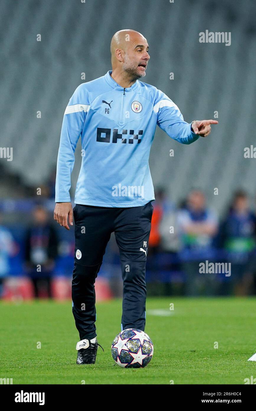 Istanbul, Turkey. 09th June, 2023. Pep Guardiola manager of Manchester City gestures during ...