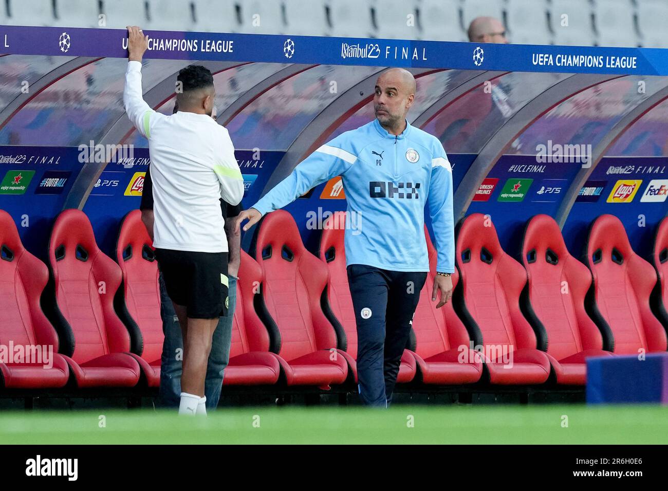 Istanbul, Turkey. 09th June, 2023. Pep Guardiola manager of Manchester City during training ...