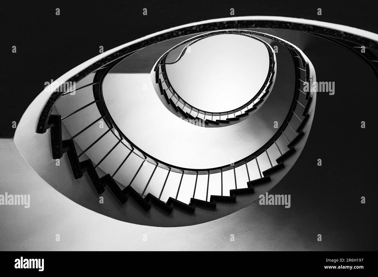 Staircases with grey metal handrails forming beautiful pattern Stock ...