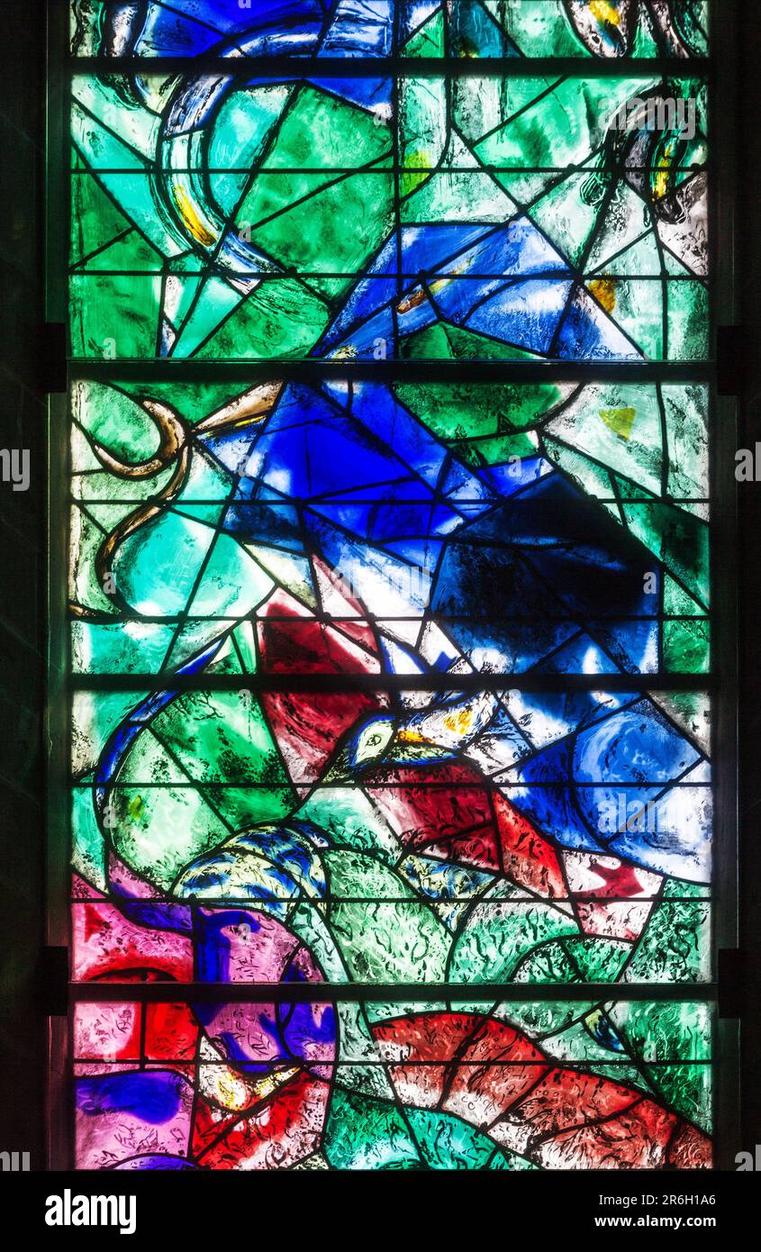 Zurich, Switzerland - April 19. 2021 : stained glass window of the ...