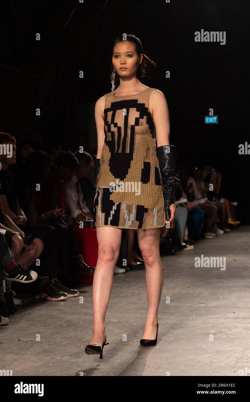 London, UK. Friday June 9, 2023. A model on the catwalk at the ...