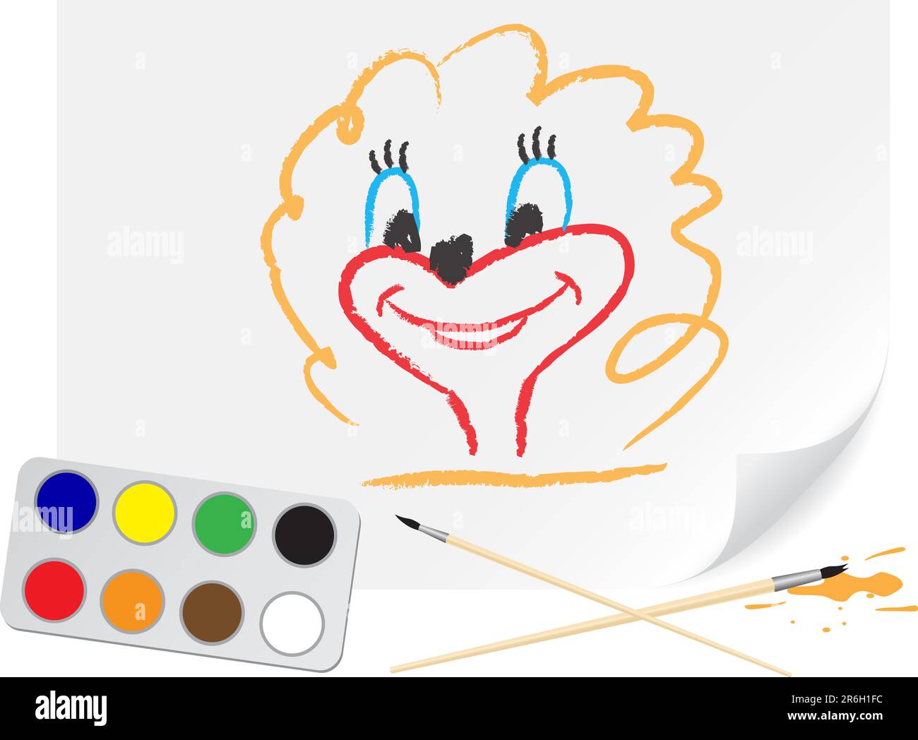 Nursery drawing girl on a paper Stock Vector Image & Art - Alamy