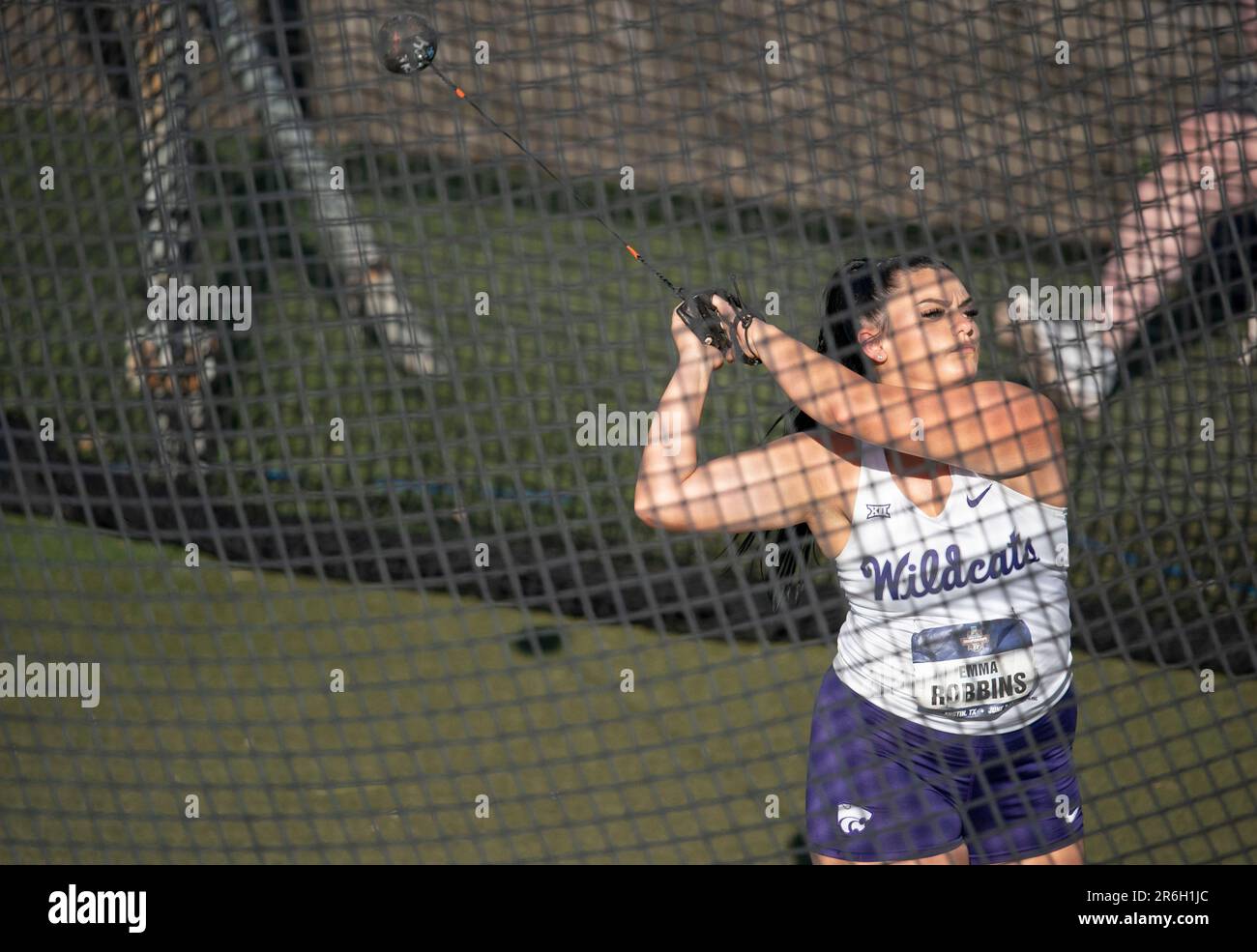Junior EMMA ROBBINS of Kansas State takes fourth in the women's hammer ...