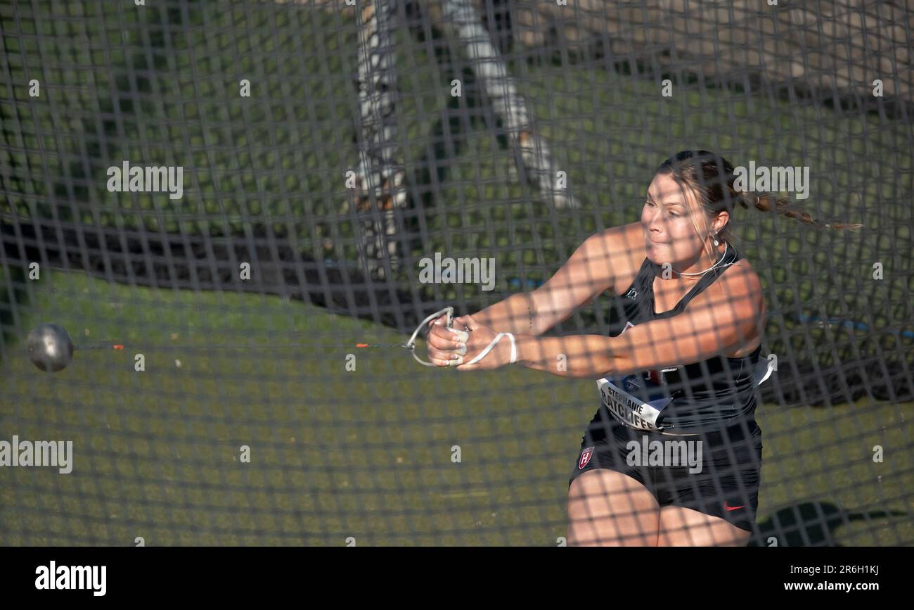 Hammer thrower STEPHANIE RATCLIFFE of Harvard wins the final event in ...