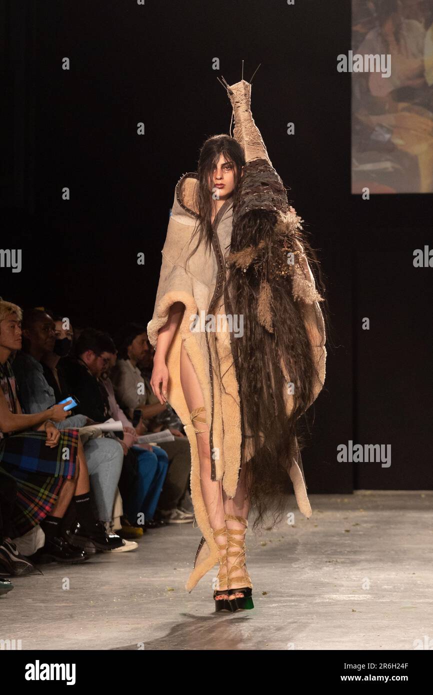 London, UK. Friday June 9, 2023. A model on the catwalk at the ...
