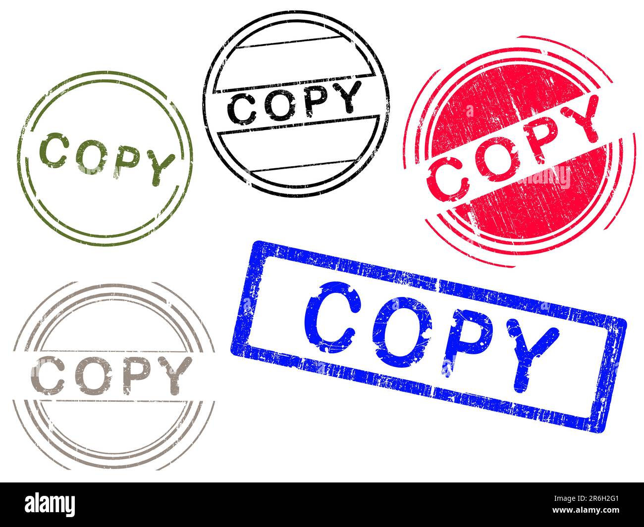 5 Grunge effect Office Stamp with the word COPY in a grunge splattered ...